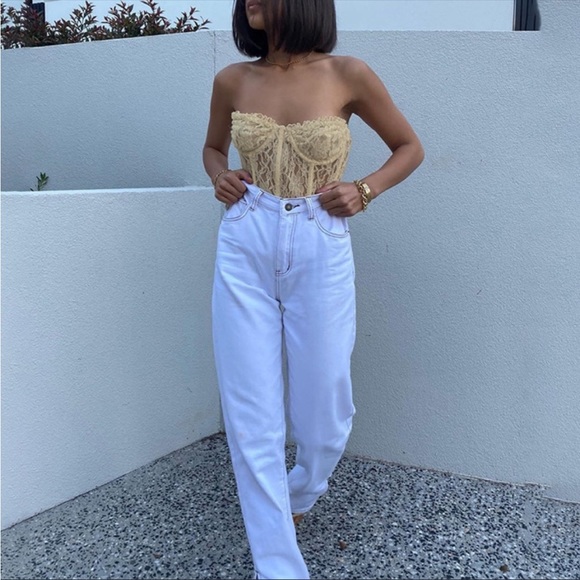 36zips | Tops | Nwt S Creambeige Sexy Lace Mesh Corset Bustier Top | Poshmark